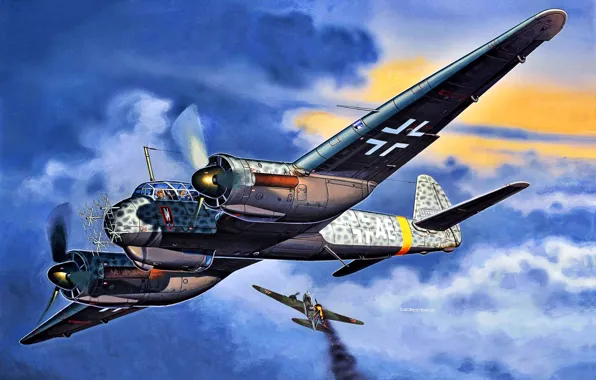 Download wallpaper Junkers, night fighter, FuG 212, Heavy, Radar, Ju-88 ...