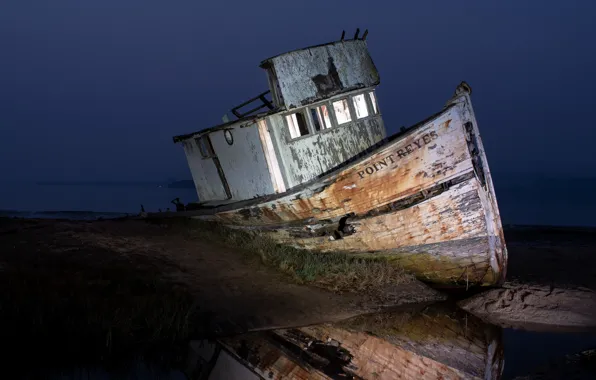 Wallpaper night, ship, stranded for mobile and desktop, section разное ...