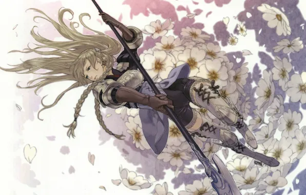 Wallpaper Valkyrie, braids, halberd, valkyria, woman warrior, long ...