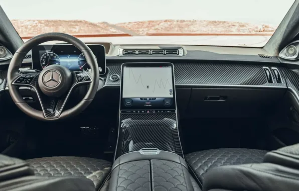 Wallpaper interior, Mercedes, Maybach, the wheel, sedan, display, V12 ...