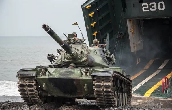 Wallpaper shore, tank, landing for mobile and desktop, section оружие ...
