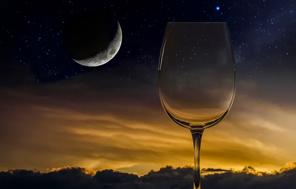 Wallpaper the moon, glass, stars images for desktop, section космос ...