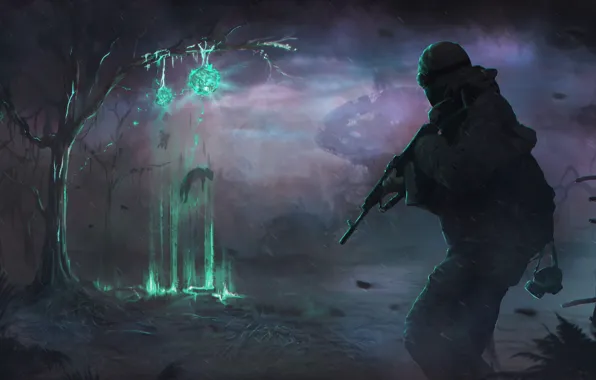 Wallpaper weapons, tree, antenna, anomaly, Survarium, survivors, Vostok ...