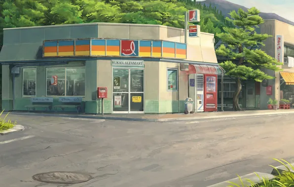 Download wallpaper street, the building, anime, section art in ...