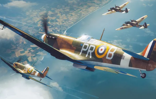 Wallpaper fighter, UK, Supermarine Spitfire, Raf, Spitfire Mk.IIa, Adam ...