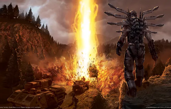 Wallpaper The explosion, Warrior, Machine, Enemy Territory: Quake Wars ...