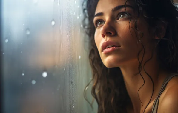 Wallpaper look, girl, face, pose, portrait, AI art, neural network for ...