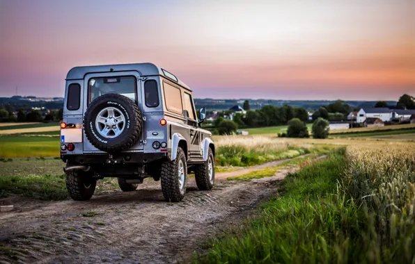 Wallpaper Land Rover, landscape, village, Defender, Sun Goes Down ...
