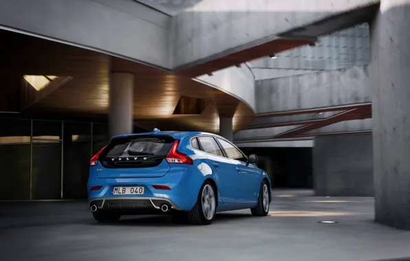 Wallpaper blue, Volvo, Volvo, blue, back, universal, feed, V40 for ...