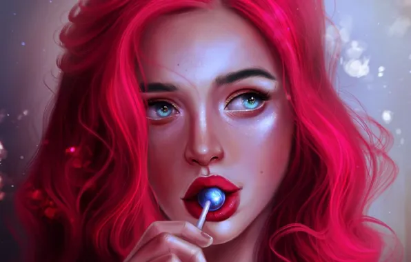 Download wallpaper girl, figure, food, Lollipop, beautiful, pink hair ...