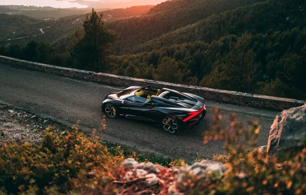 Download wallpaper Bugatti, black, hypercar, W16 Mistral, Bugatti W16 ...