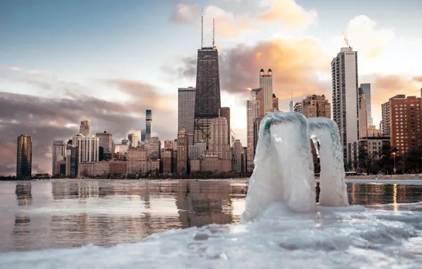 Wallpaper winter, the city, Chicago for mobile and desktop, section ...