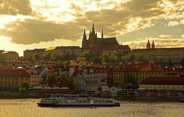 Wallpaper river, home, Prague, Czech Republic, Vltava, Prague Castle ...
