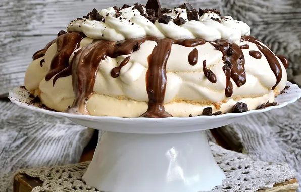 Wallpaper chocolate, cake, dessert, meringue, Pavlova for mobile and ...