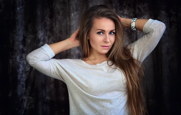 Wallpaper eyes, girl, pose, portrait, Mike, blue, blonde, beauty, young ...