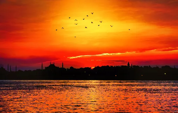 Download wallpaper sunset, istanbul, Turkey, section city in resolution ...