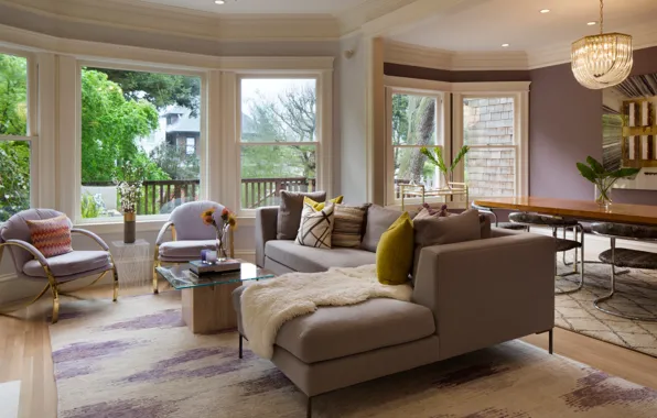 Wallpaper design, style, interior, living room, dining room, open ...