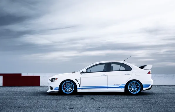 Wallpaper white, Mitsubishi, Lancer, white, Evolution, track, Lancer ...