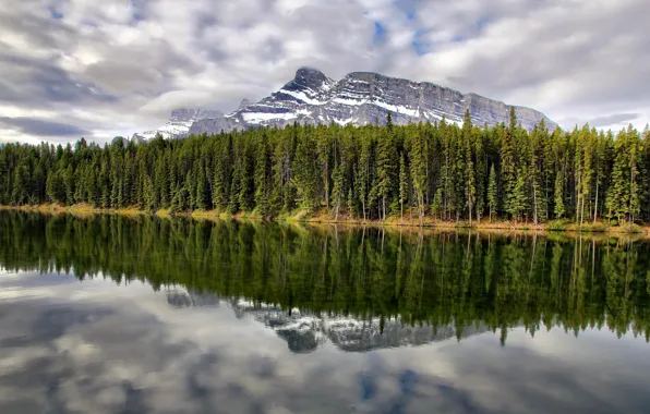 Wallpaper Banff National Park, Canada, Johnson Lake, Mt Rundle images ...