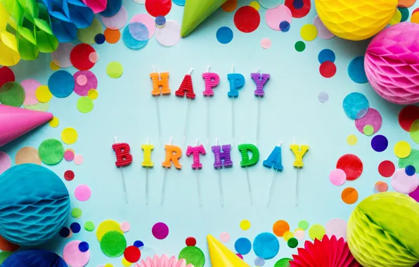 Download wallpaper candles, colorful, rainbow, Happy Birthday, colours ...