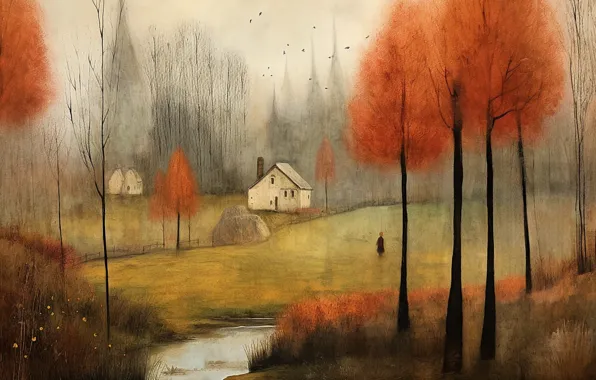 Wallpaper autumn, nature, figure, Martin Sercombe for mobile and ...