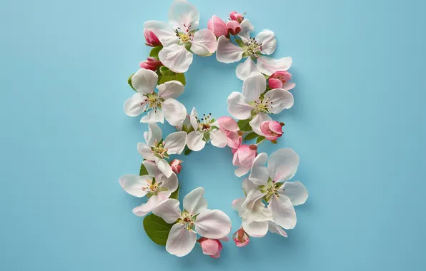 Wallpaper flowers, holiday, spring, figure, flowering, March 8, blue ...