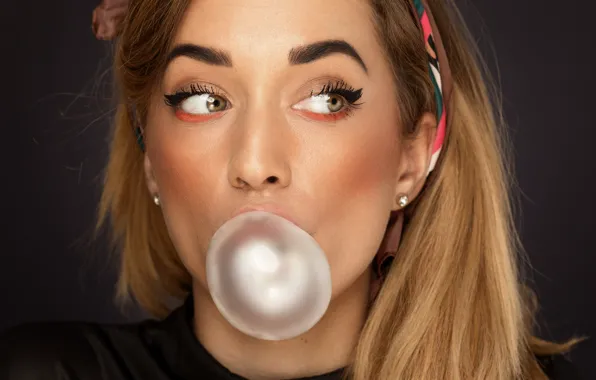 Wallpaper eyes, girl, face, chewing gum images for desktop, section ...
