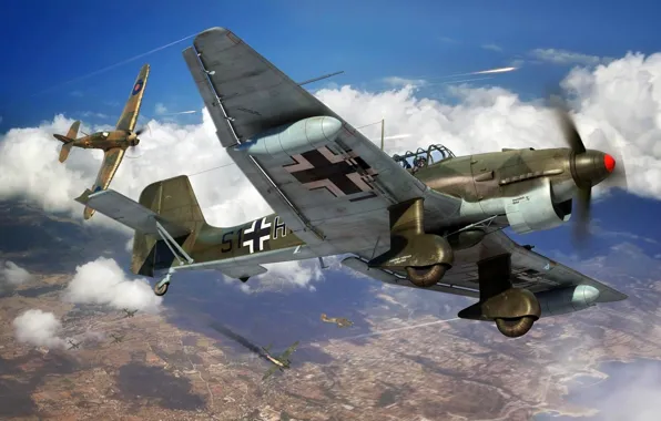 Wallpaper Hawker Hurricane, Ju-87, Air force, Dive bomber, Ju.87R-2 for ...