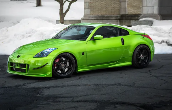 Download wallpaper green, tuning, Nissan, Nissan, 350z, stance, section ...