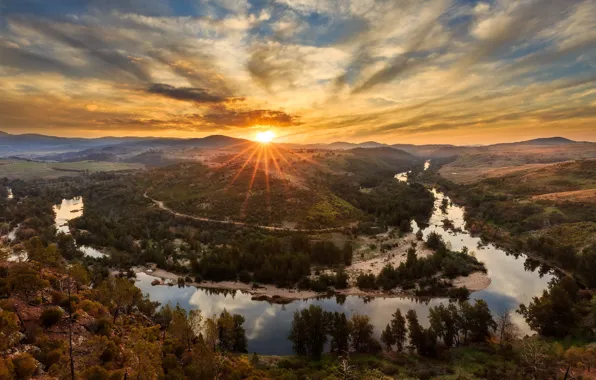 Wallpaper the sky, clouds, sunset, nature, river, Australia images for ...