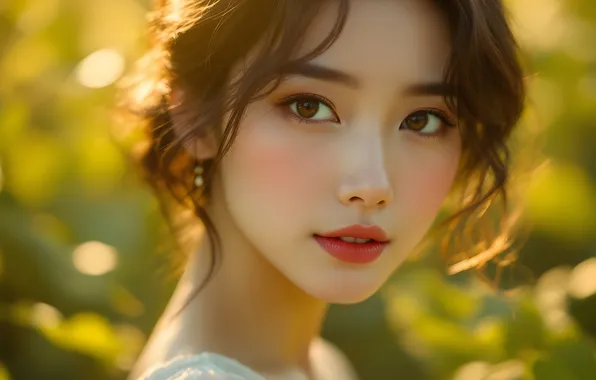 Wallpaper look, girl, light, face, portrait, hairstyle, Asian, bokeh for mobile and desktop ...