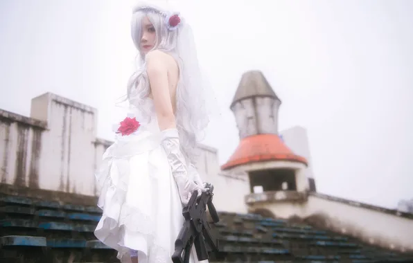 Wallpaper Gun, Asian, Model, Rose, Woman, Japanese, Cosplay, Bride for ...
