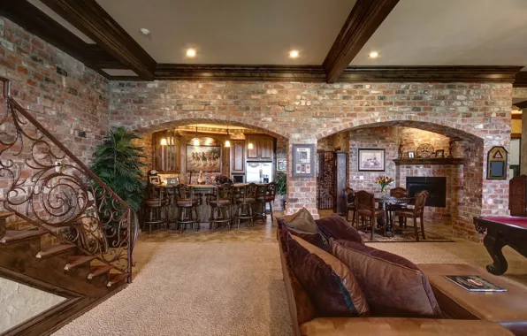 Wallpaper design, interior, living space, ranch style for mobile and ...