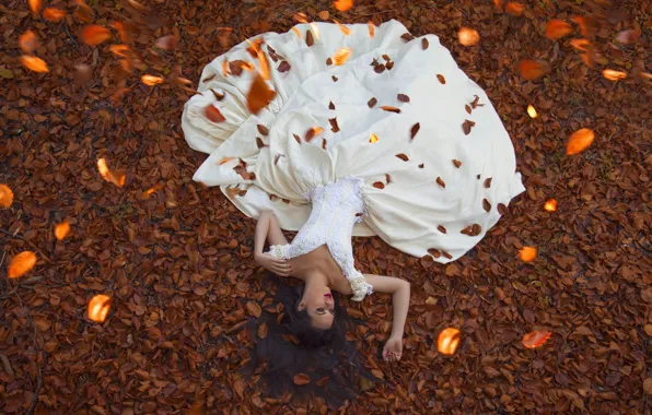 Wallpaper LEAVES, DRESS, AUTUMN, FOLIAGE, The BRIDE, Maja Topcagic ...