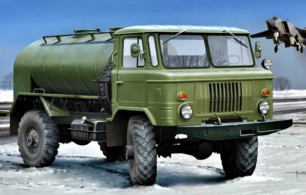 Wallpaper Winter, fighter, four-wheel drive, tanker, USSR/Russia, GAZ ...