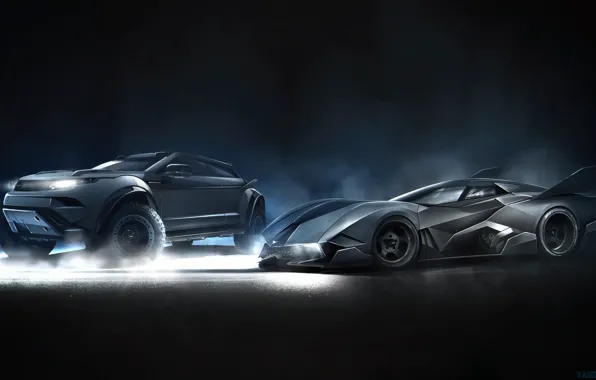 Wallpaper Figure, Machine, Machine, Range Rover, Art, Batman, Batmobile ...