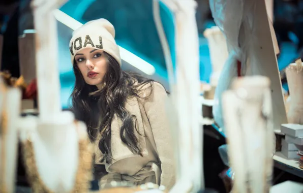 Download wallpaper face, model, hat, hair, beauty, Ester, section girls ...