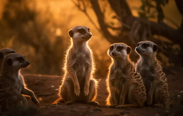Wallpaper pose, meerkats, stand, meerkat, digital art, AI art, neural ...