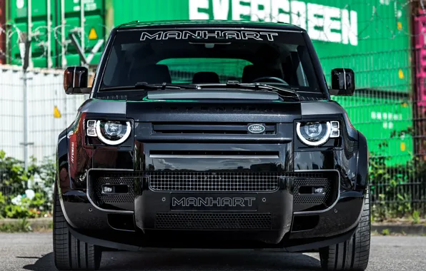 Wallpaper Land Rover, Front, Black, Defender, Face, Manhart, 2021 ...