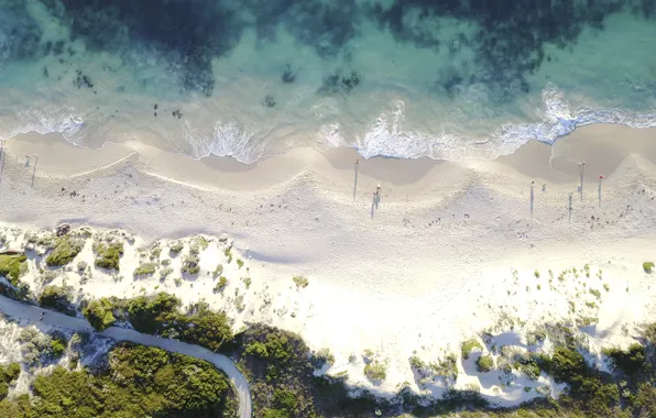 Download wallpaper sand, sea, beach, section nature in resolution 2560x1080