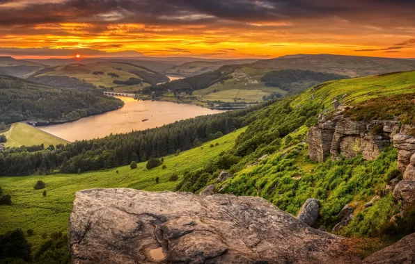 Wallpaper sunset, nature, river for mobile and desktop, section пейзажи ...