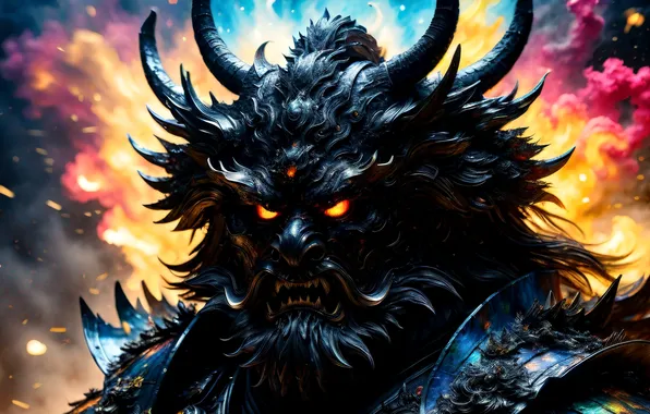 Wallpaper the demon, mask, fantasy, horns for mobile and desktop ...