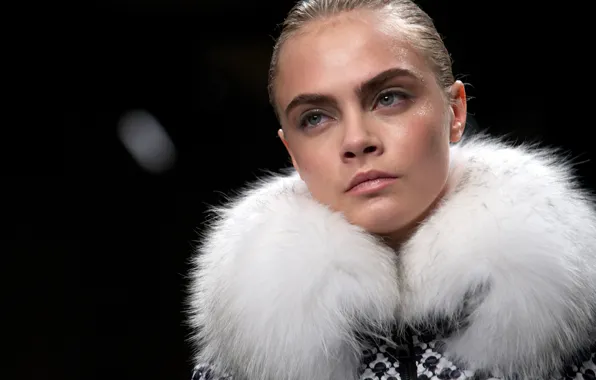 Wallpaper look, pose, model, actress, coat, fur, Cara Delevingne, Cara ...