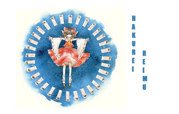 Wallpaper magic, spell, priestess, Ying-Yang, print, Hakurei Reimu ...