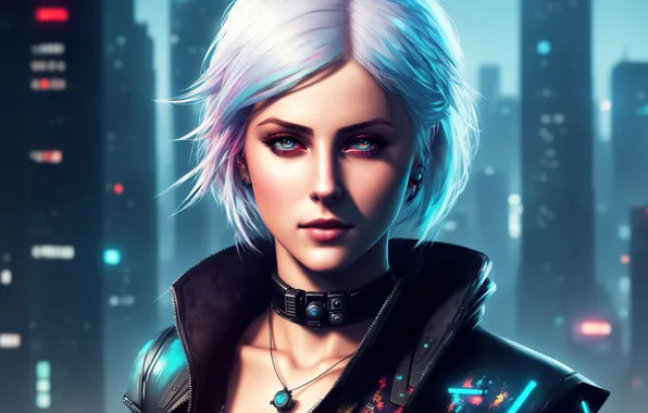 Download wallpaper girl, fantasy, art, cyberpunk, blond, digital art ...