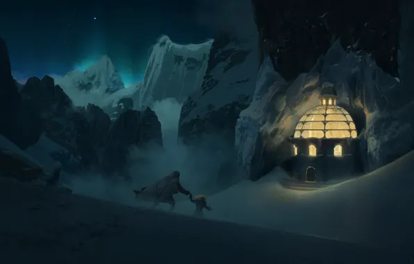 Wallpaper Fantasy, Art, snow, wind, cold, Painting, Jeremy Paillotin ...