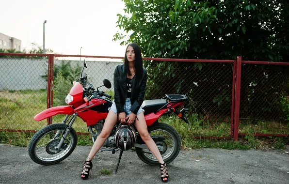 Wallpaper girl, shorts, legs, woman, young, motorcycle, brunette for ...