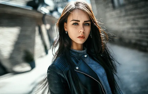 Wallpaper look, the sun, model, portrait, makeup, jacket, hairstyle ...