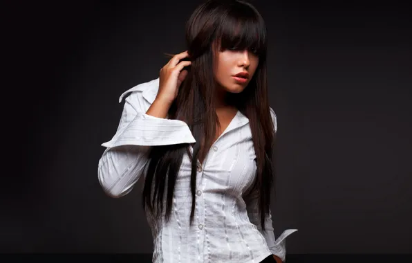 Wallpaper Look Girl Brunette Shirt For Mobile And Desktop Section девушки Resolution 