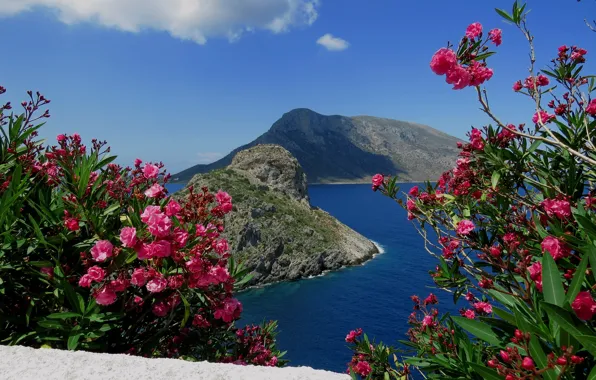 Download wallpaper sea, landscape, mountains, nature, island, Greece ...